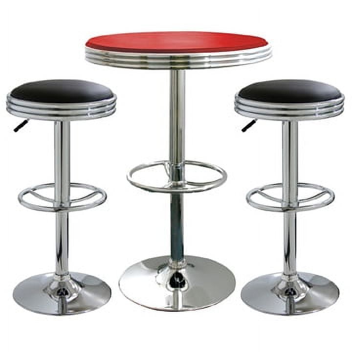 AmeriHome Retro Soda Shop Red Vinyl Finish Top Adjustable Bar Table ...