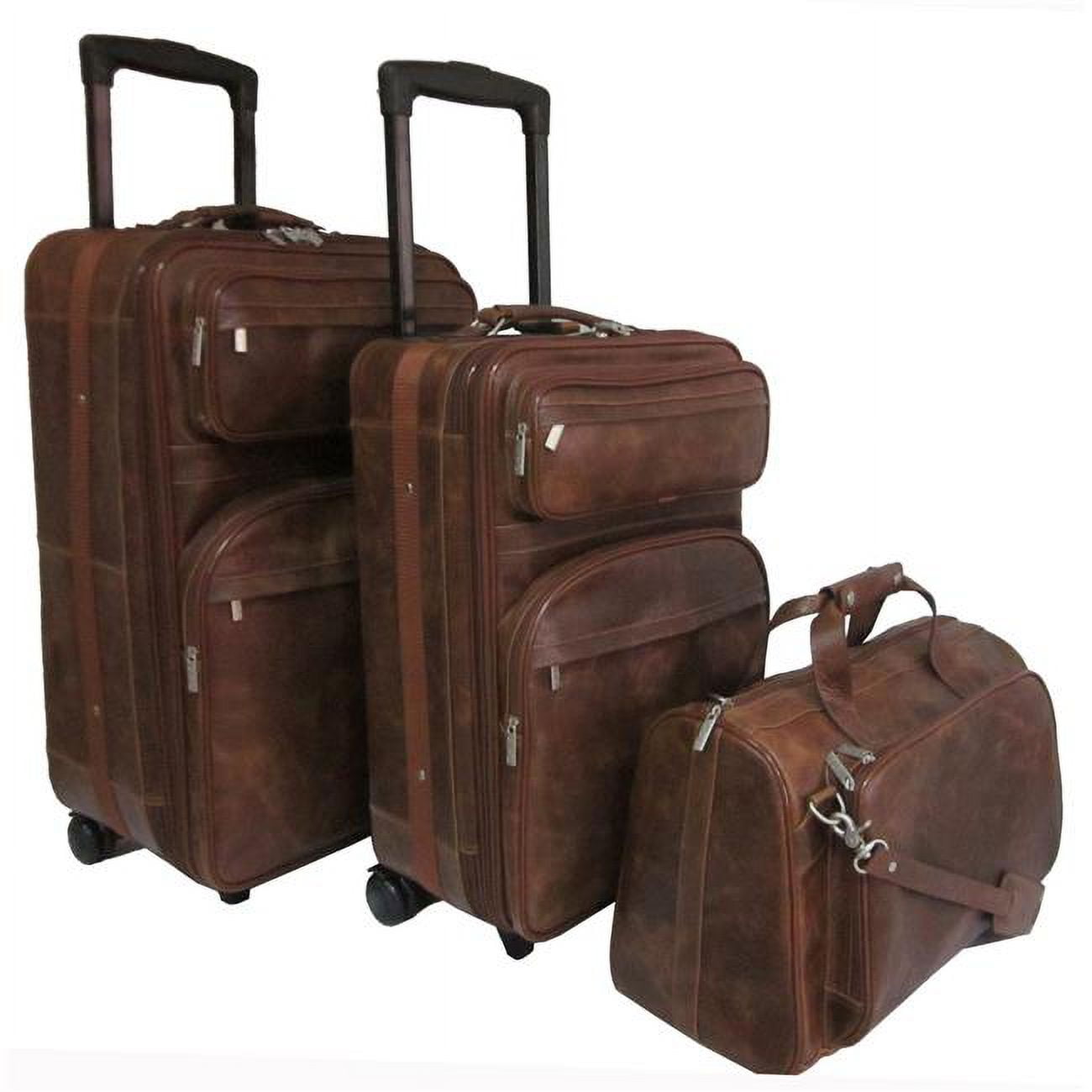 AmeriLeather Leather Traveler Set Waxy Brown - 3 Piece - Walmart.com