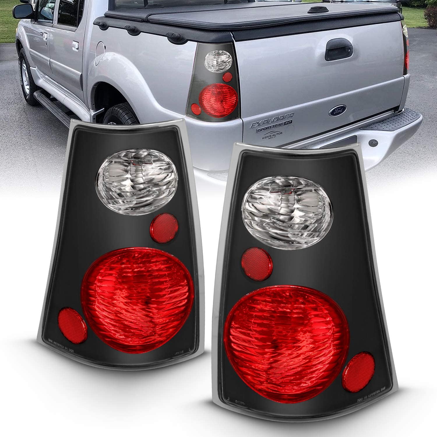 AmeriLite Black Replacement Brake Tail Lights Set For 01-05 Ford ...