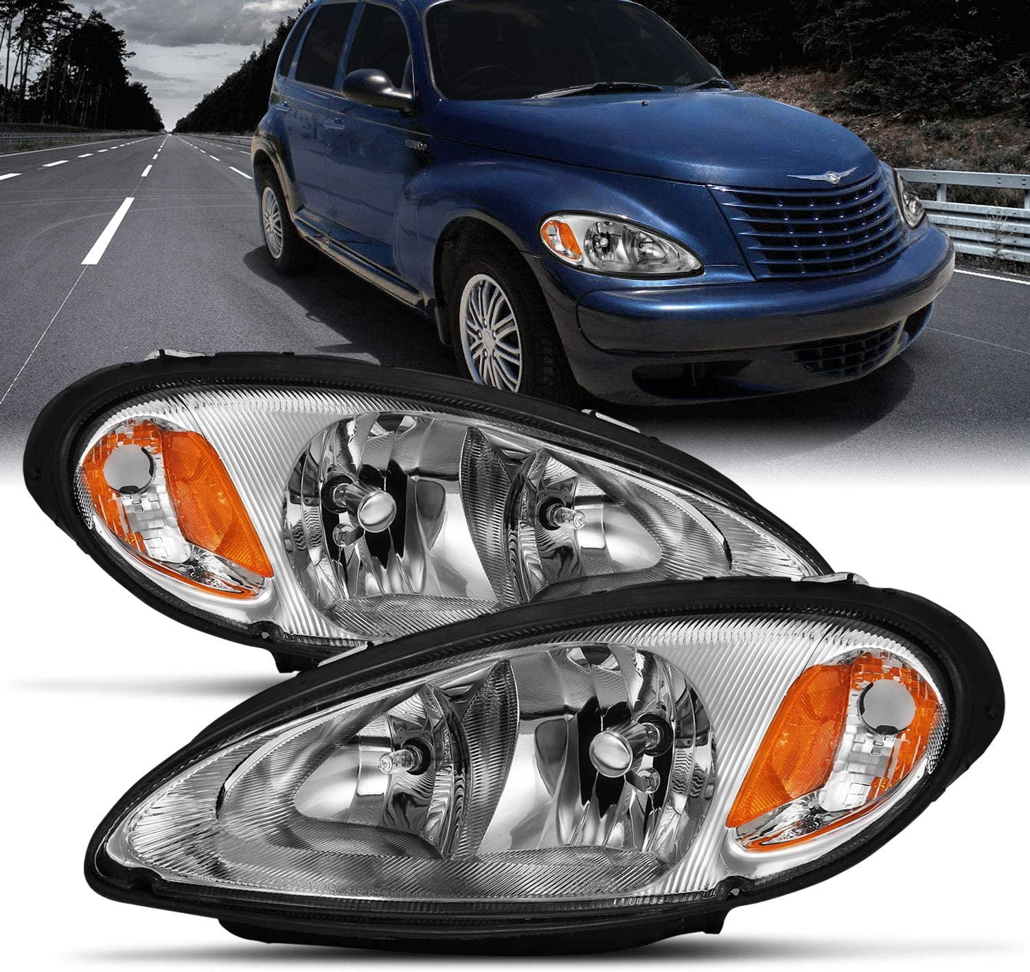AmeriLite Replacement Headlights Turn Siganl Assembly for 2001-2005 For ...