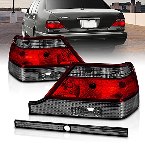 AmeriLite Replacement Tail Lights Red/Smoke Lens for Mercedes Benz S ...