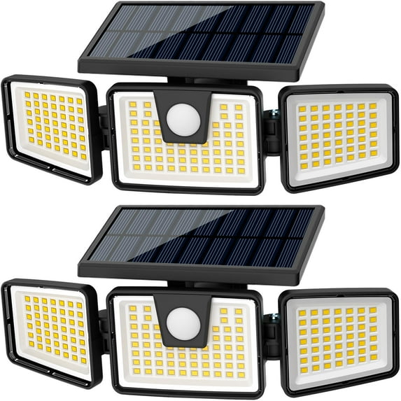 AmeriTop Solar Lights Outdoor, 2 Pack LED High Brightness Cordless Solar Motion Sensor Lights; 3 ...