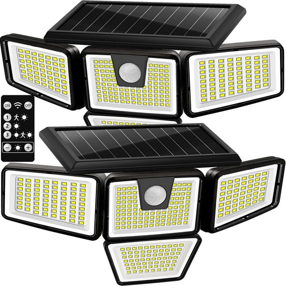 AmeriTop Solar Outdoor Lights,4 Heads Motion Sensor Lights,3000LM 288 LED Security Lights with ...
