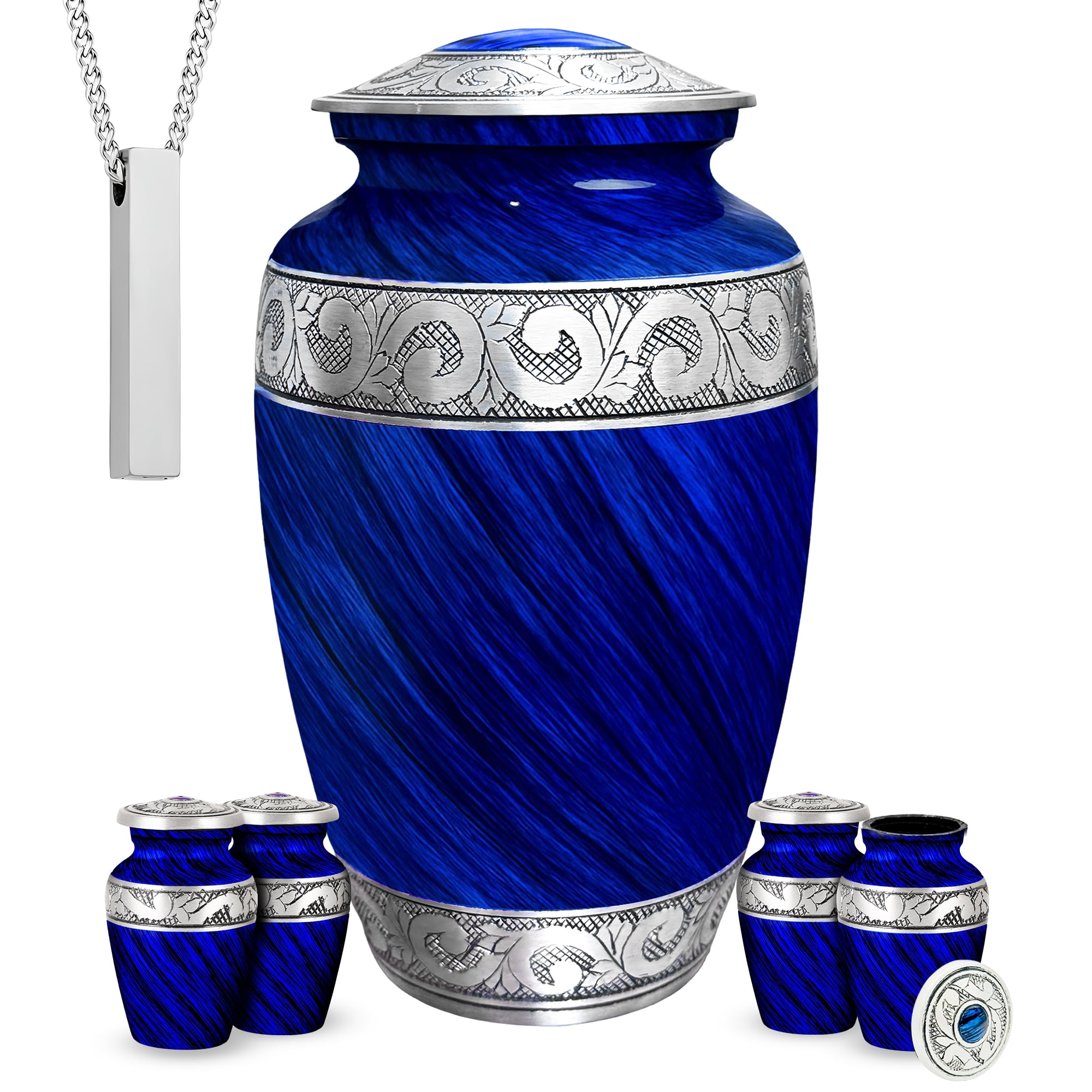AmericUrn Set of 6 Urn for Ashes Adult Male with 1 Large Blue Urn 4 ...