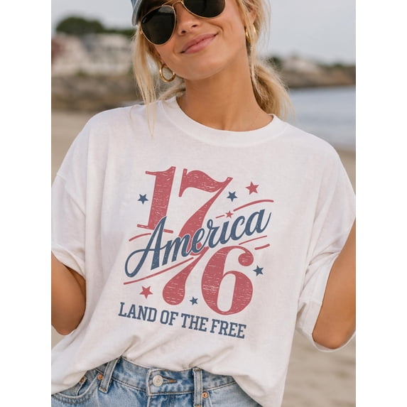 America 1776 Shirt Patriotic Fourth of July Shirt Land of the Free Tee ...