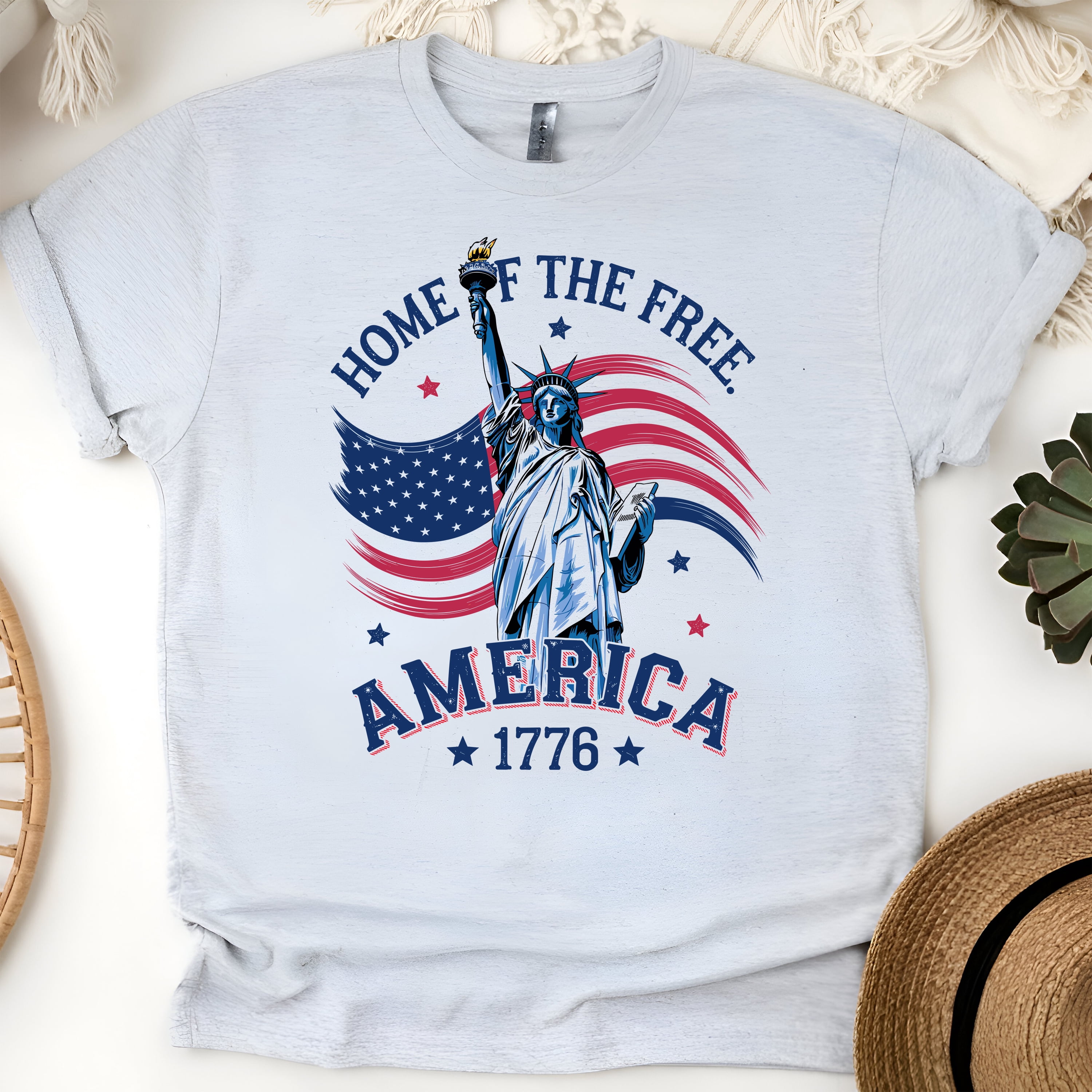 America 1776 Statue of Liberty T-Shirt – Home of the Free USA Graphic ...