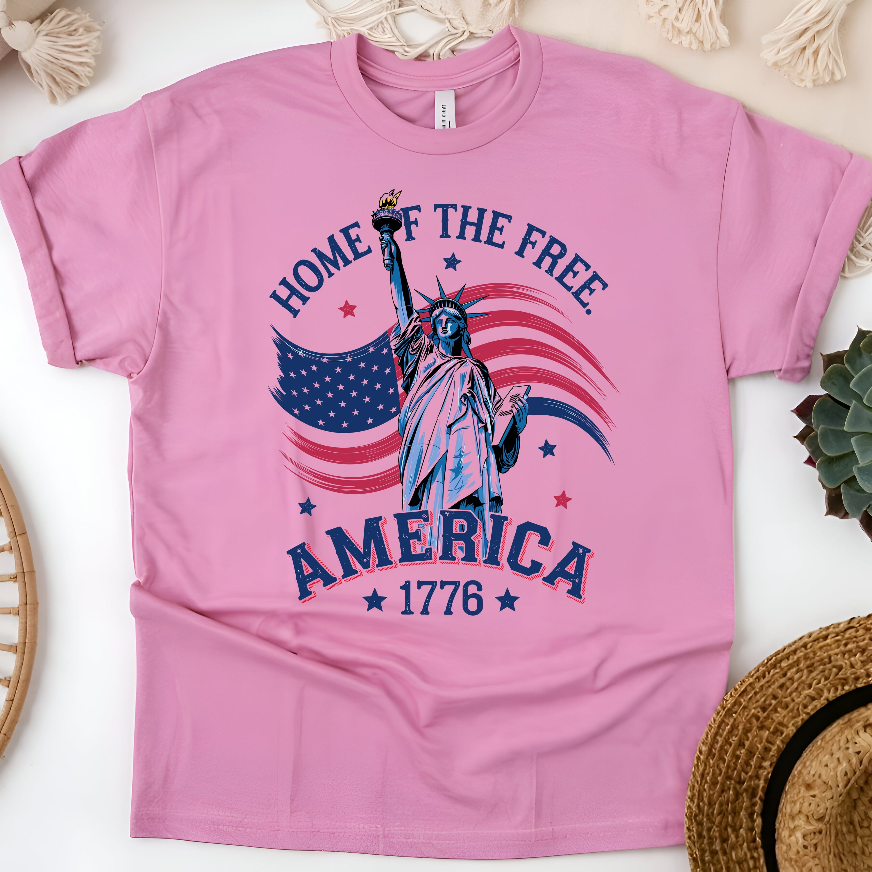 America 1776 Statue of Liberty T-Shirt – Home of the Free USA Graphic ...