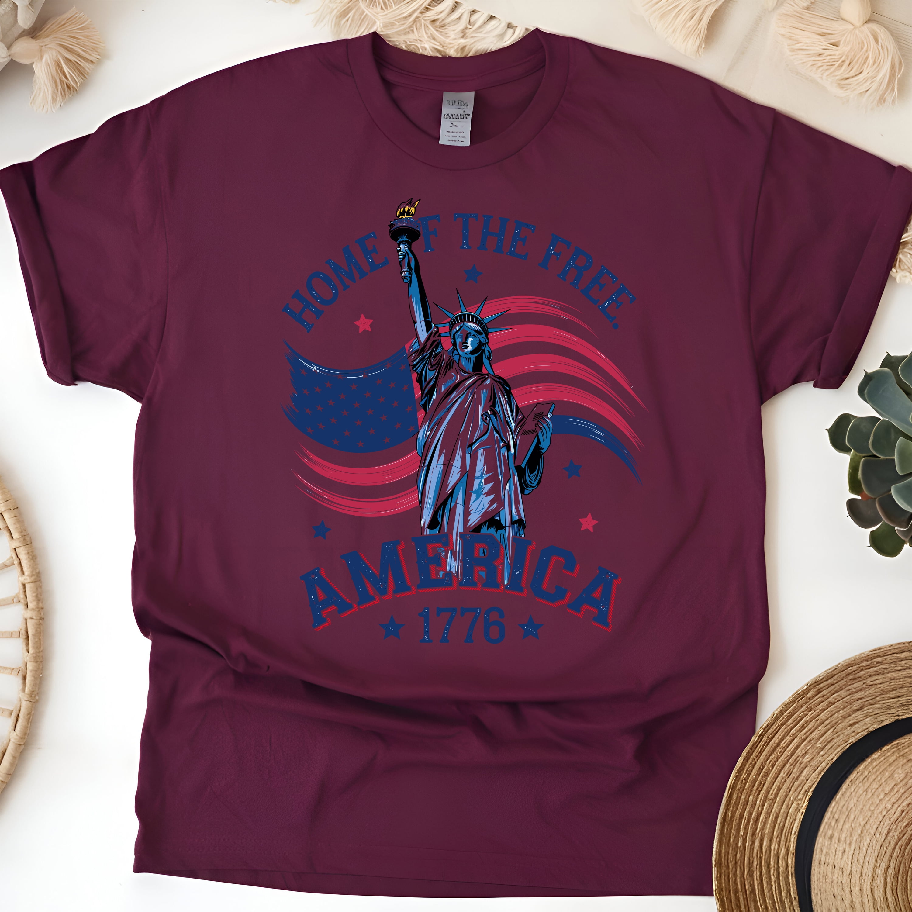 America 1776 Statue of Liberty T-Shirt – Home of the Free USA Graphic ...