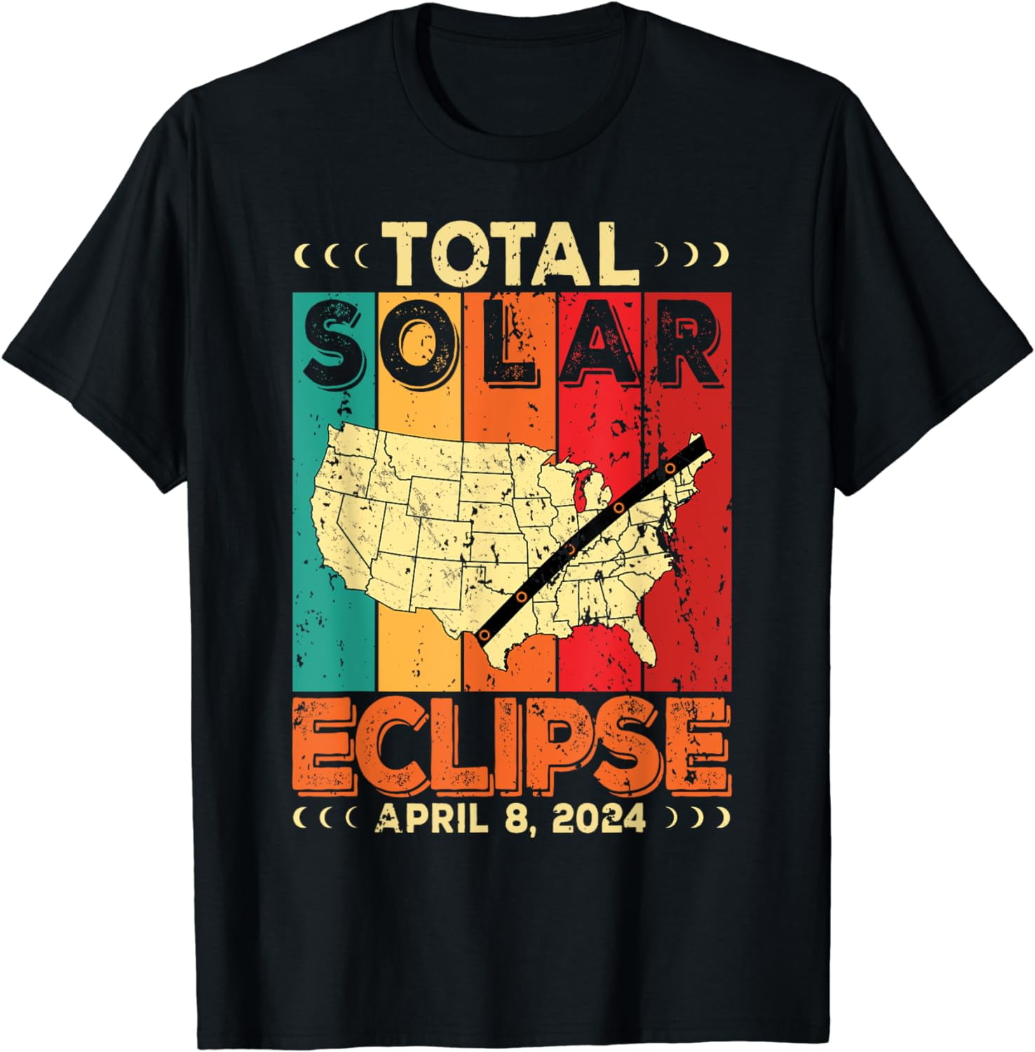 America 2024 Total Solar Eclipse Solar Eclipse Retro Vintage T-Shirt ...