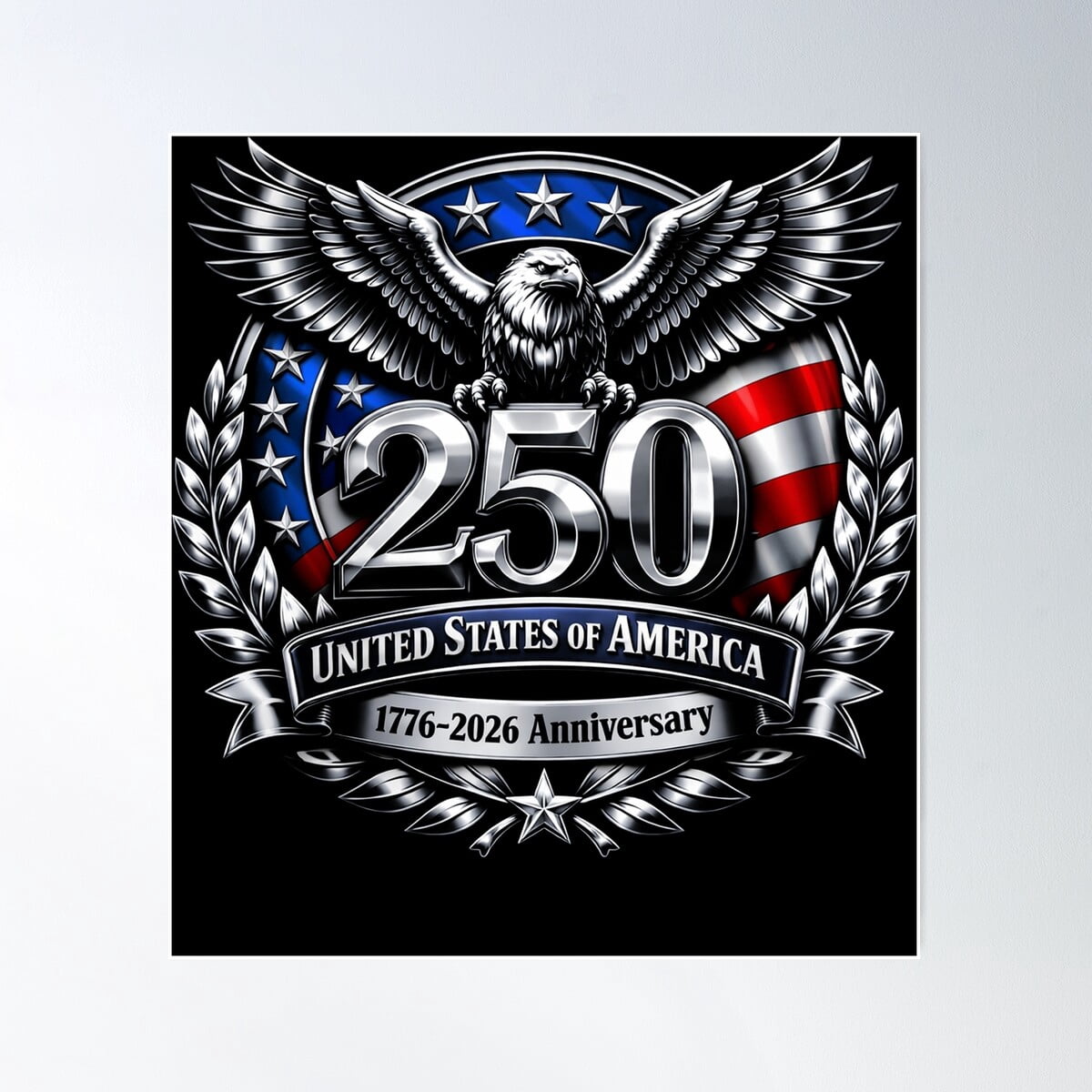 America 250 1776 250Th Anniversary Us Flag Wall Art Unframed Paper ...