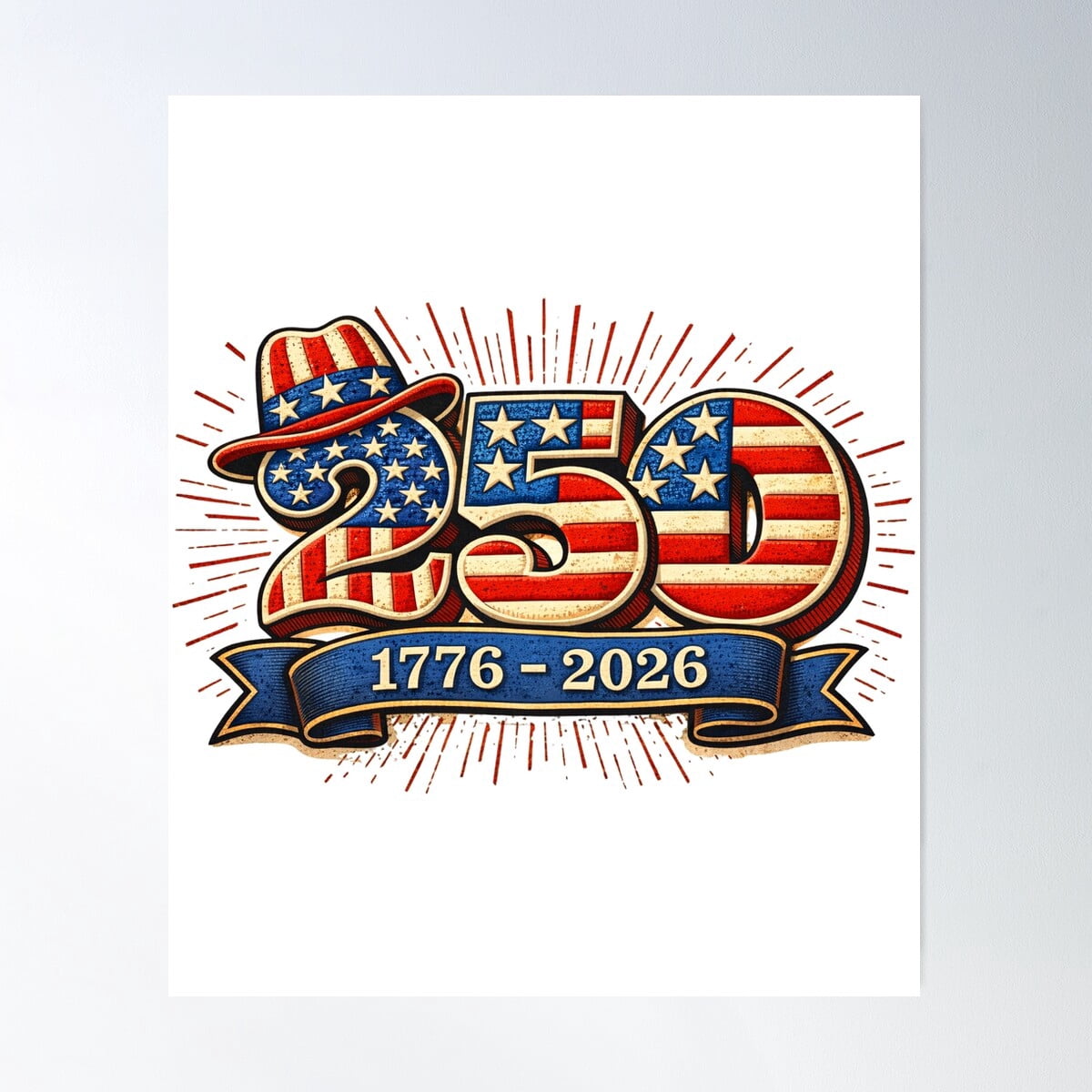 America 250 - 1776 Semiquincentennial Commemorative Art Unframed Paper ...
