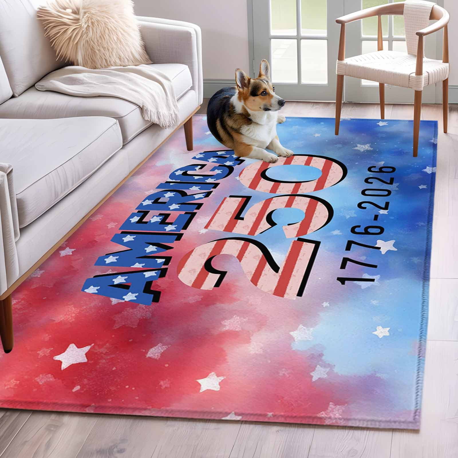 America 250 3x5 Area Rugs for Living Room, Dreamy Red Blue Gradient ...