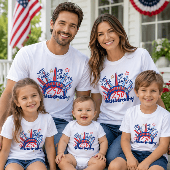 America 250 Anniversary Family Matching Shirts, 4th of July Patriotic ...