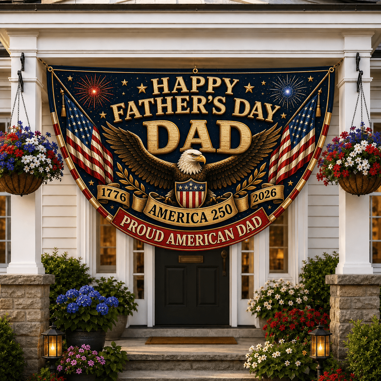 America 250 Banner Patriotic Bunting Banner for Father’s Day Dad Porch ...