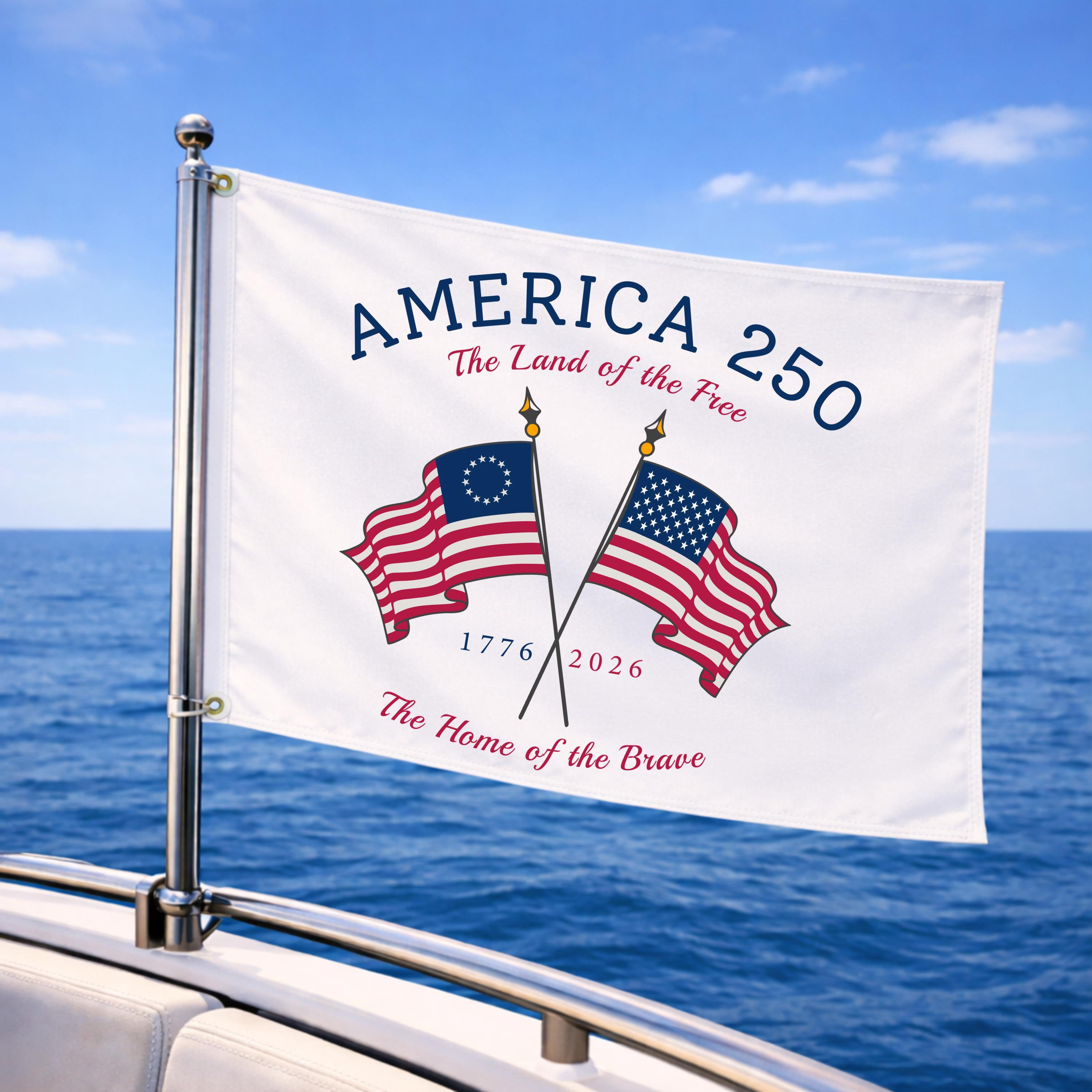 America 250 Boat Flag - 1776-2026 Patriotic USA Heritage Nautical Decor ...