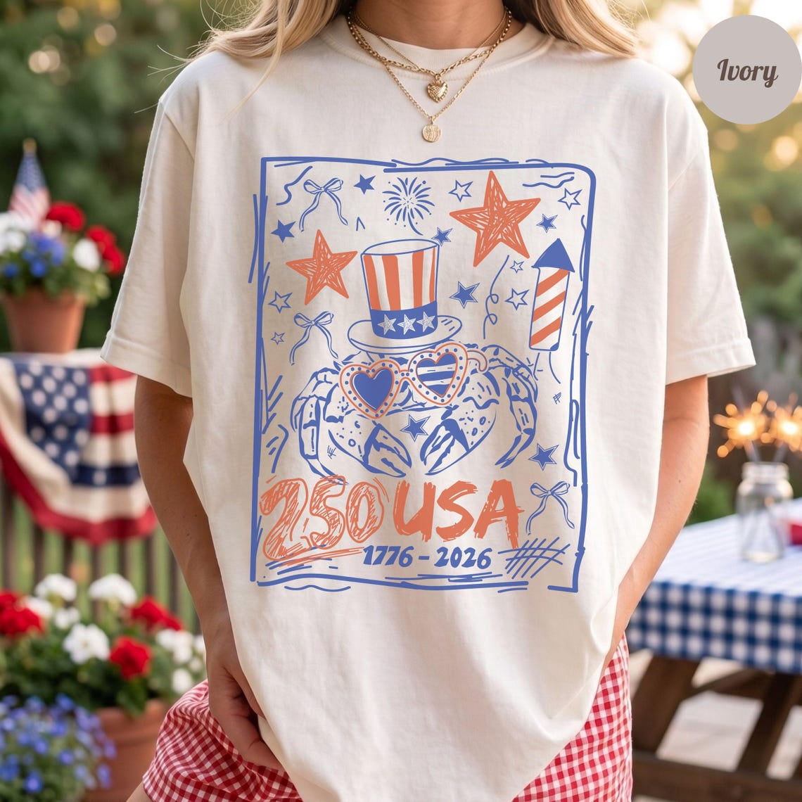 America 250 Crab Coastal Fourth of July Beach USA 1776 T-Shirt ...