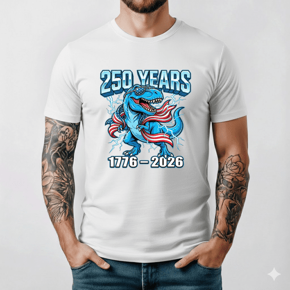 America 250 Dinosaur T Rex Patriotic USA 1776 2026 Independence Day Tee ...