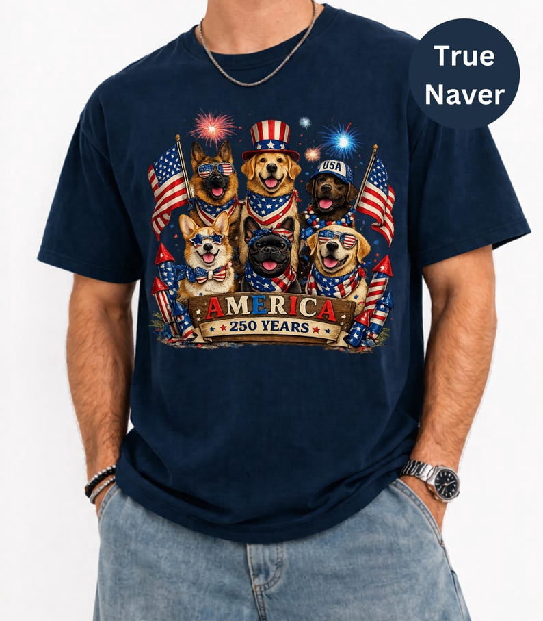 America 250 Dog Shirt, Patriotic Dog Lovers Tee, 4th of July USA Flag T ...