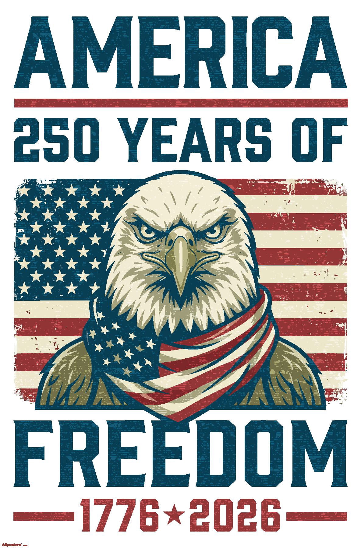 America 250 - Eagle With Flag Bandana Wall Poster, 22.375" x 34 ...