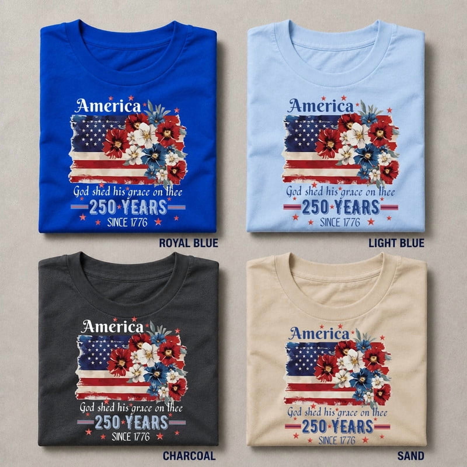 America 250 Floral Shirt 1776-2026 Cottagecore American Flag Wildflower ...