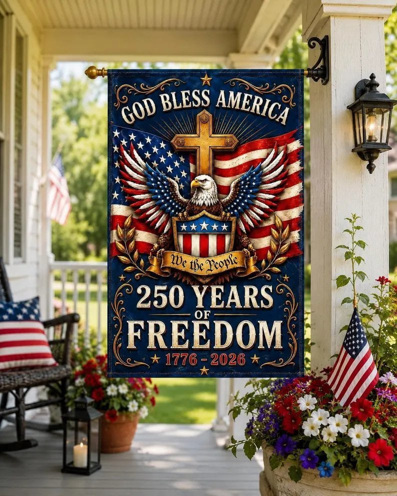 America 250 Garden Flag, God Bless America, 250 Years of Freedom ...