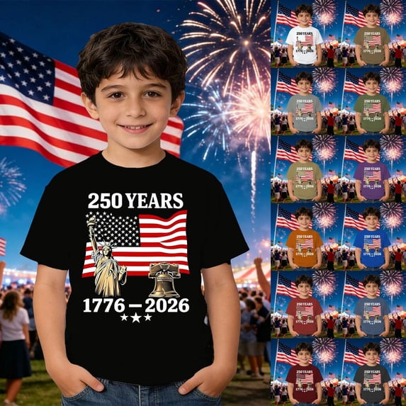 America 250 Independence Day Patriotic Short Sleeve Crewneck Summer Top ...