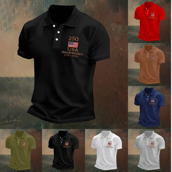 America 250 Kids Independence Day Anniversary Print Short Sleeve Polo ...