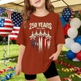 America 250 Merchandise Girls Short Sleeve Crewneck Independence Day ...