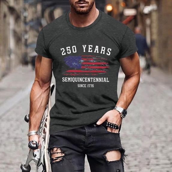 America 250 Merchandise Men Short Sleeve Crewneck Independence Day ...