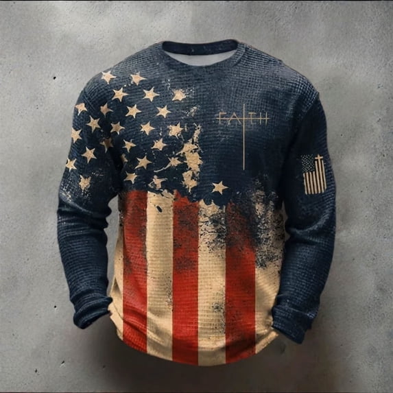 America 250 Merchandise Mens Long Sleeve Crewneck Patriotic Tee Summer ...