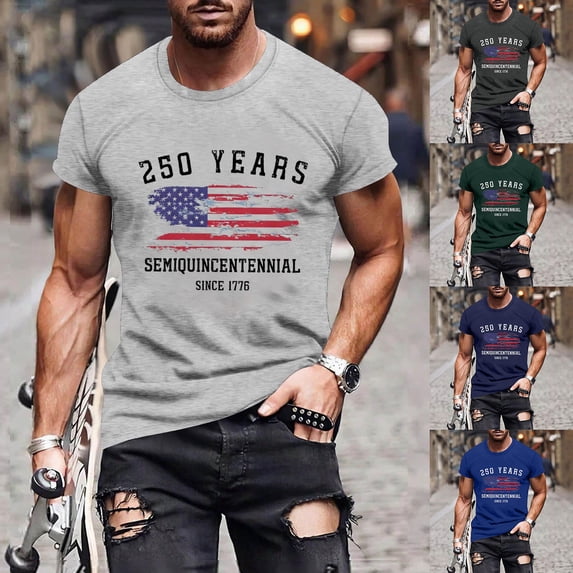 America 250 Merchandise Mens Short Sleeve Crewneck Independence Day ...