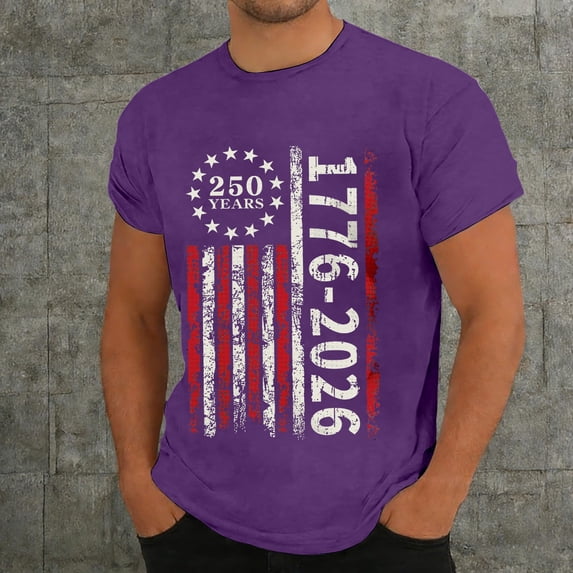 America 250 Merchandise Mens Short Sleeve Crewneck Independence Day ...