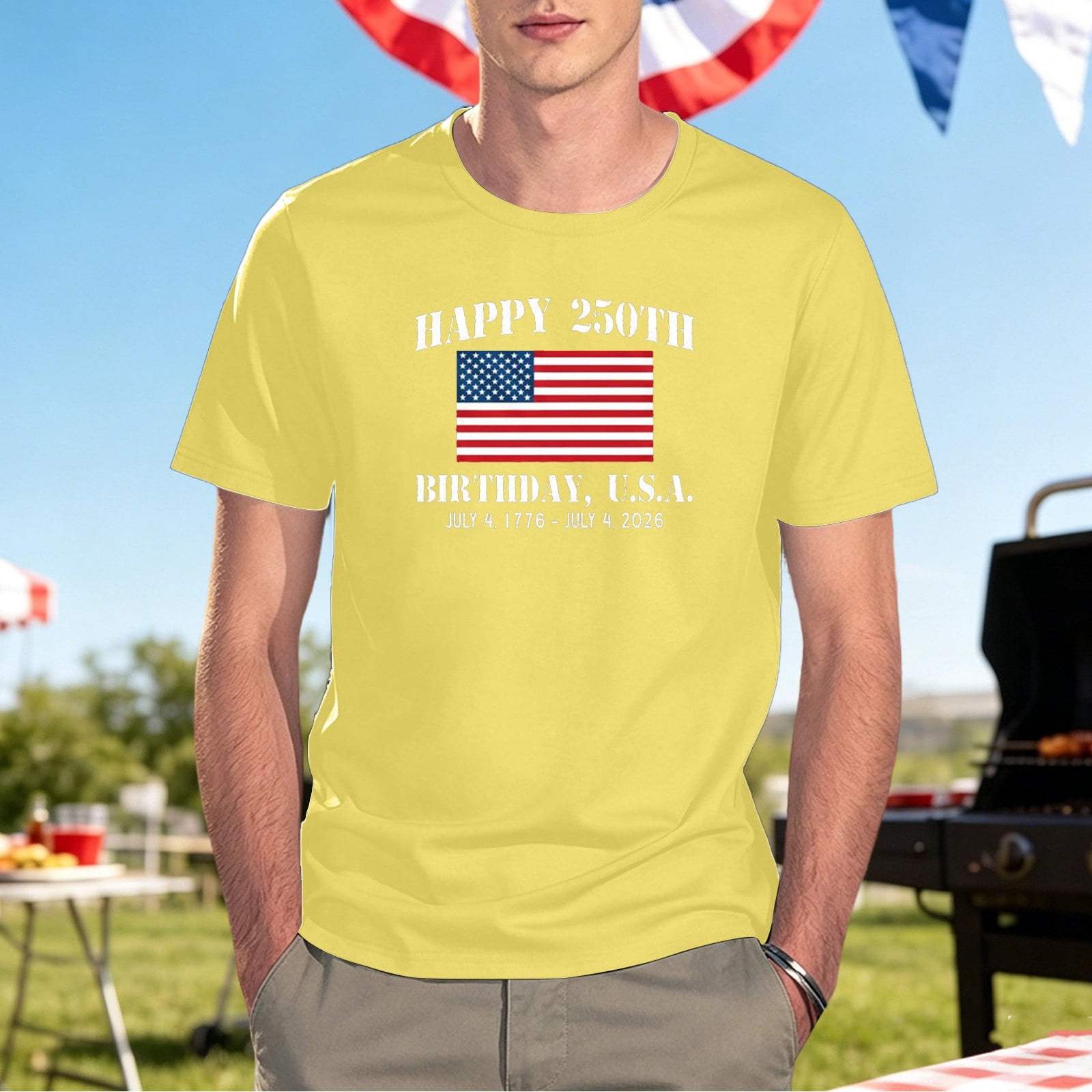 America 250 Merchandise Mens Short Sleeve Crewneck Patriotic Graphic ...