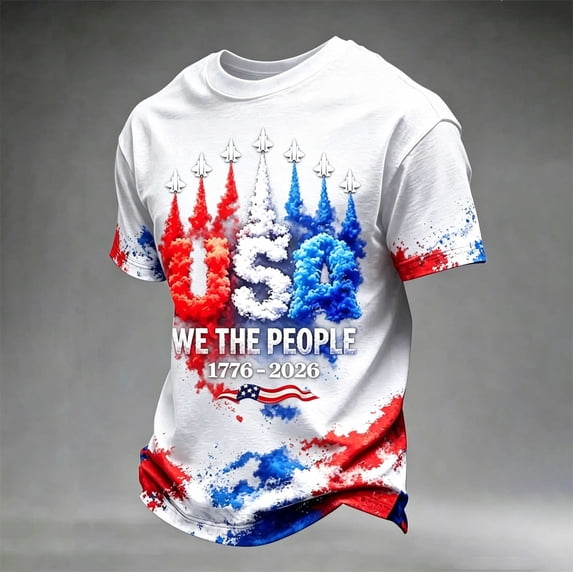 America 250 Merchandise Mens Short Sleeve Crewneck Patriotic Graphic ...