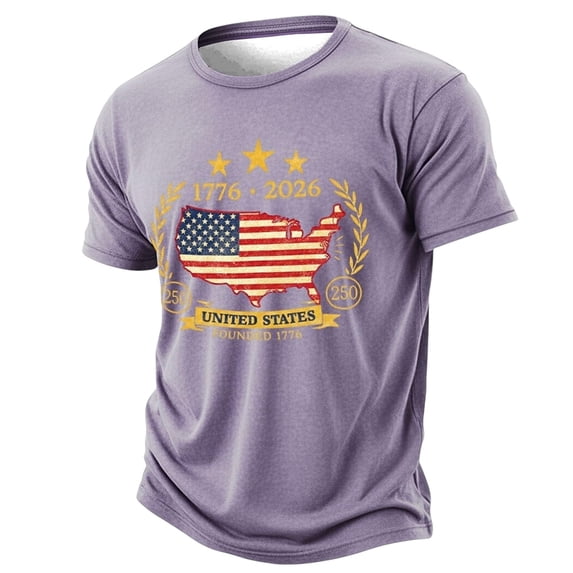 America 250 Merchandise Mens Short Sleeve Crewneck Patriotic Graphic ...