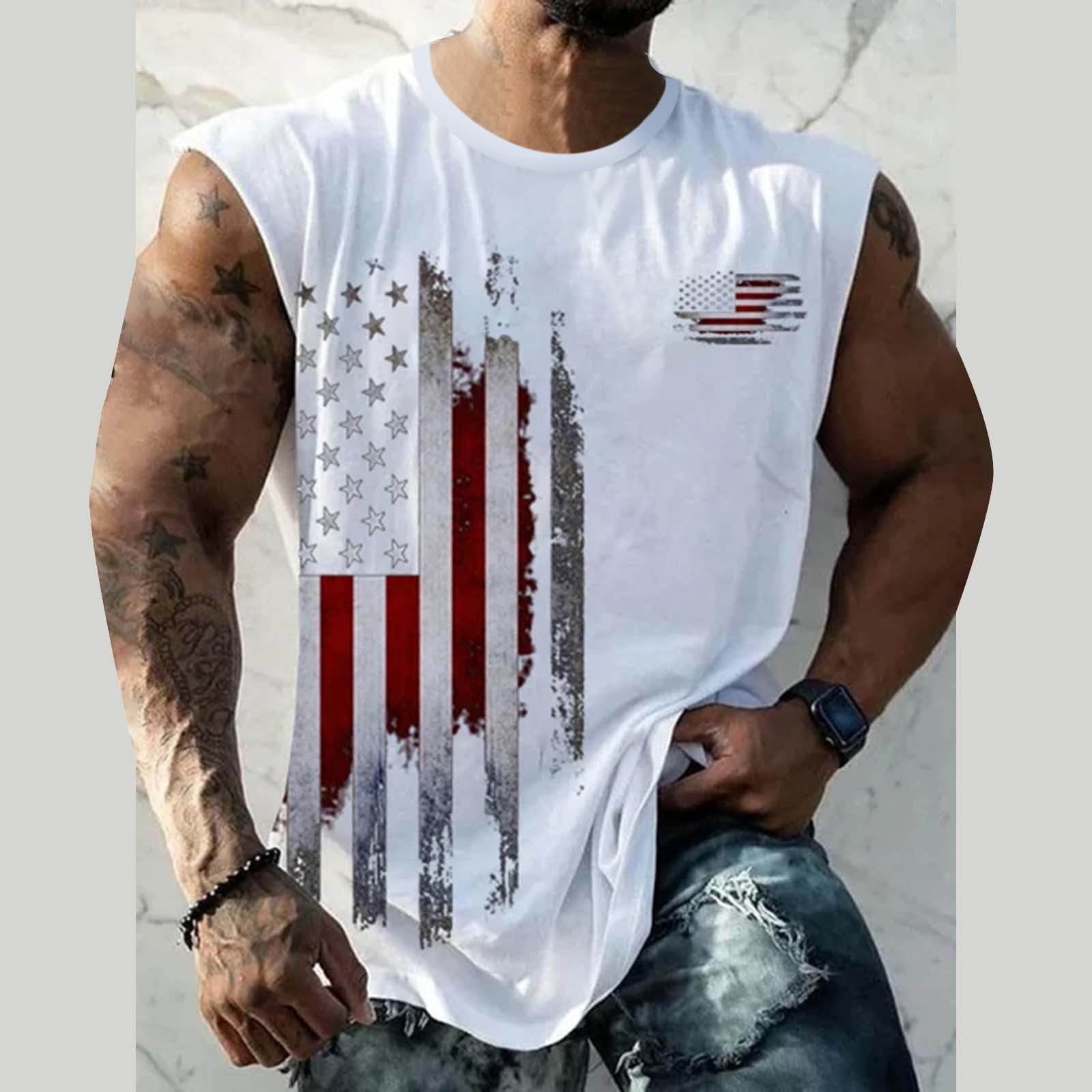 America 250 Merchandise Mens Sleeveless Crewneck Independence Day Print ...