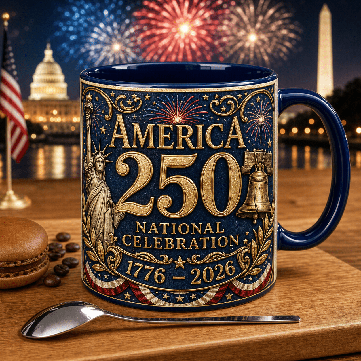 America 250 Mug 3D Effect National Celebration Semiquincentennial 1776 ...
