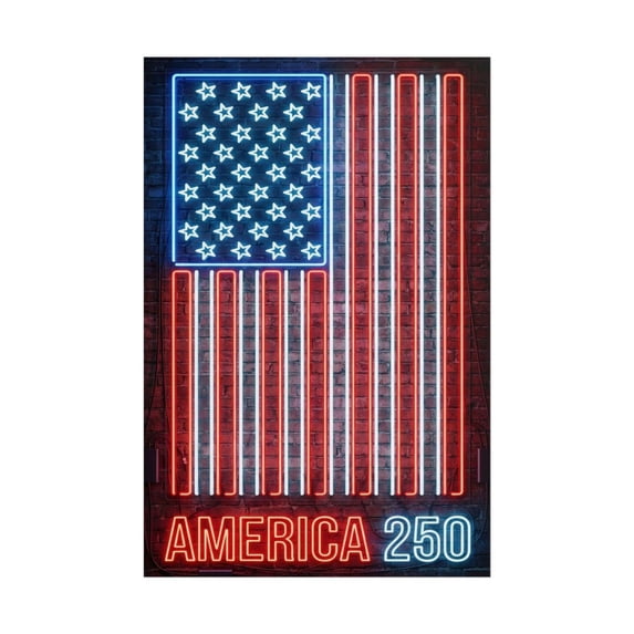 America 250 Neon Flag Vertical Modern Semiquincentennial Unframed Paper ...