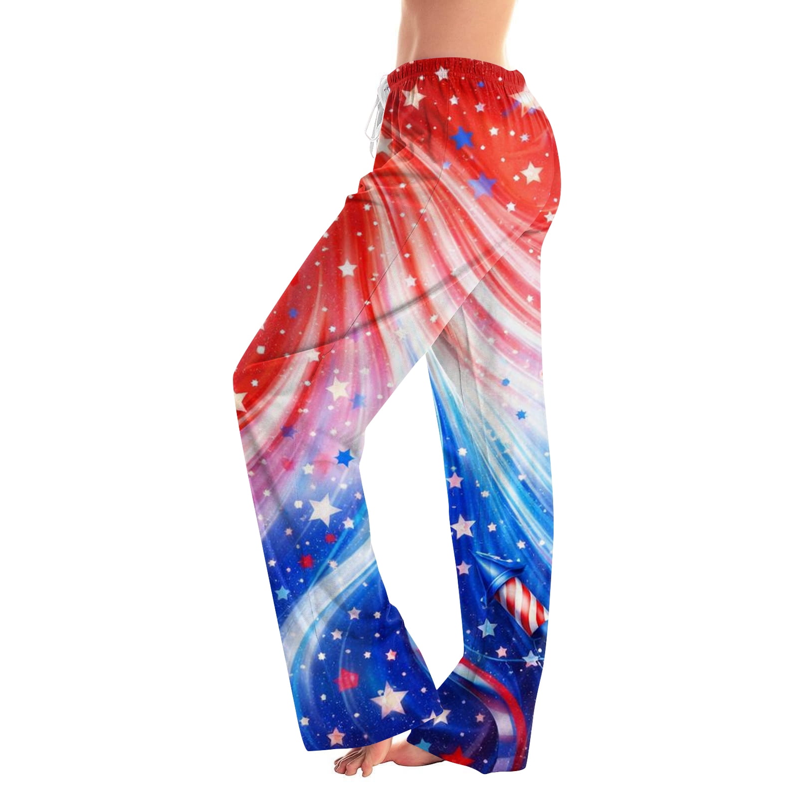 America 250 Pants for Women Patriotic American Flag Print Wide Leg ...