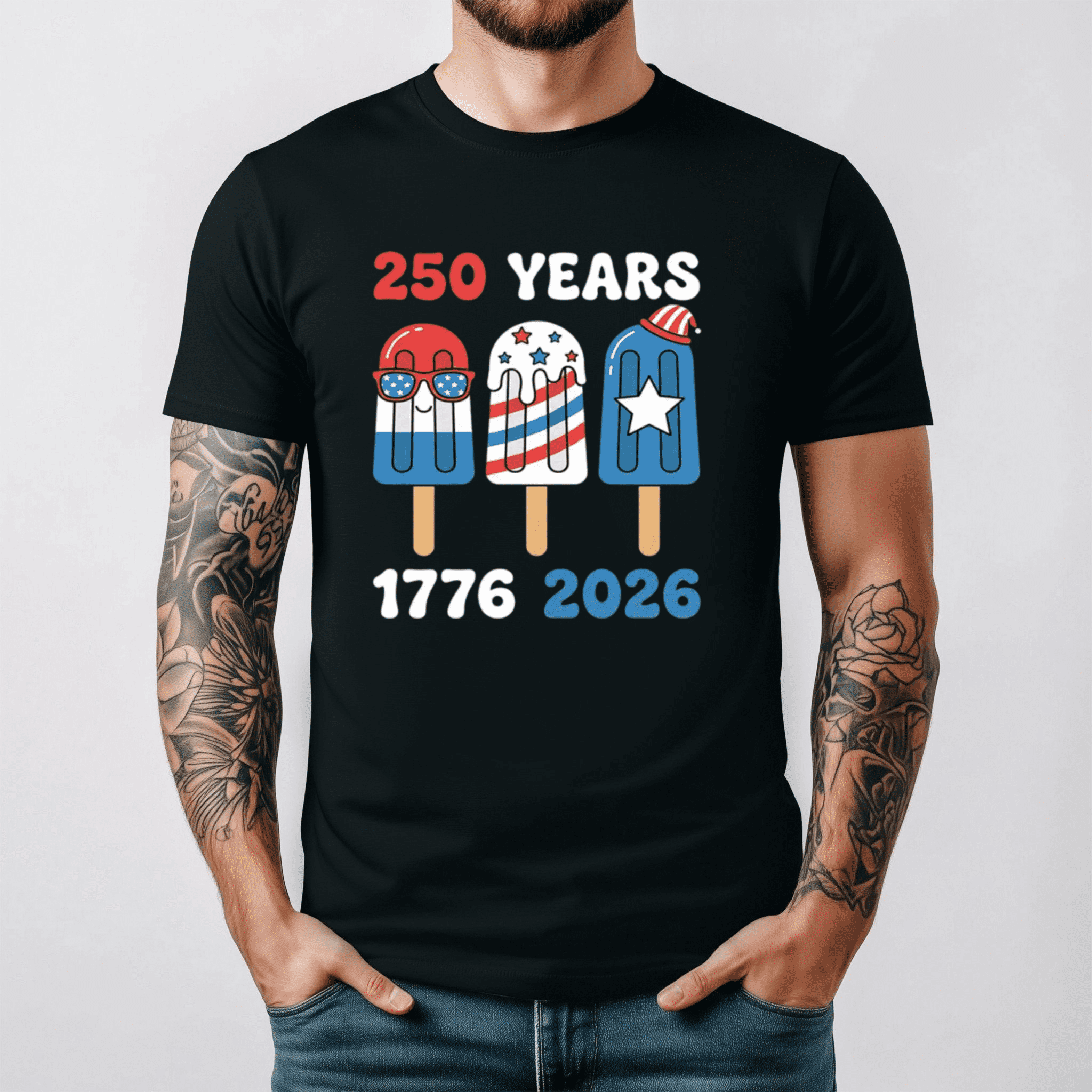 America 250 Popsicle Patriotic Ice Cream USA 1776 2026 Independence Day ...