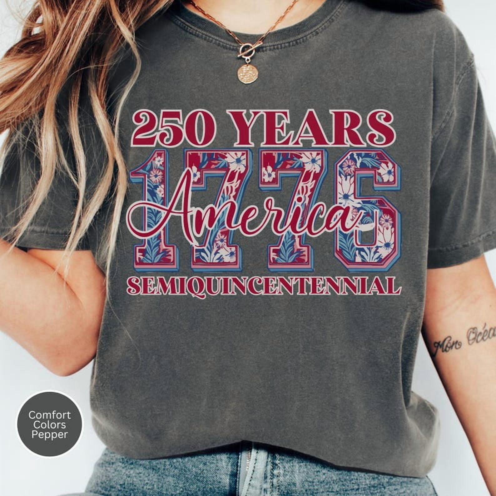 America 250 Semi-Quincentennial Graphic T-Shirt, Vintage Shield & Stars ...