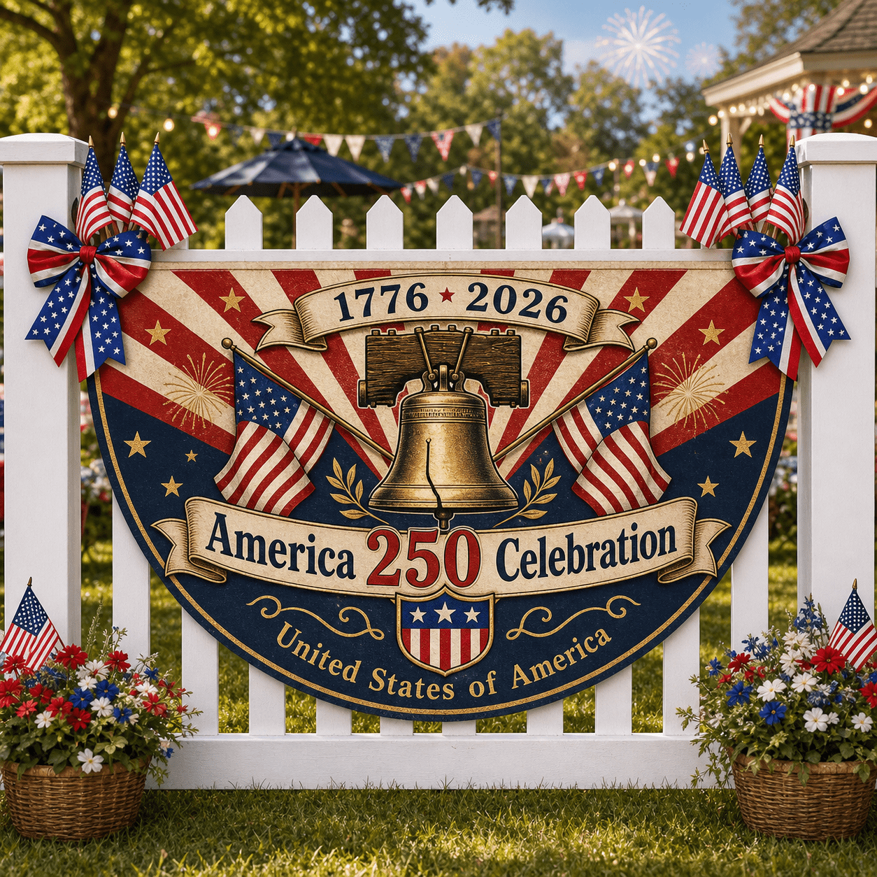 America 250 Semicircle Flag Patriotic Backdrop Decor for 1776-2026 ...