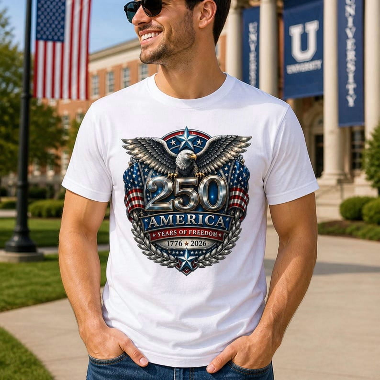 America 250 Shirt 2026, Patriotic Eagle USA Flag T-Shirt, Red White ...