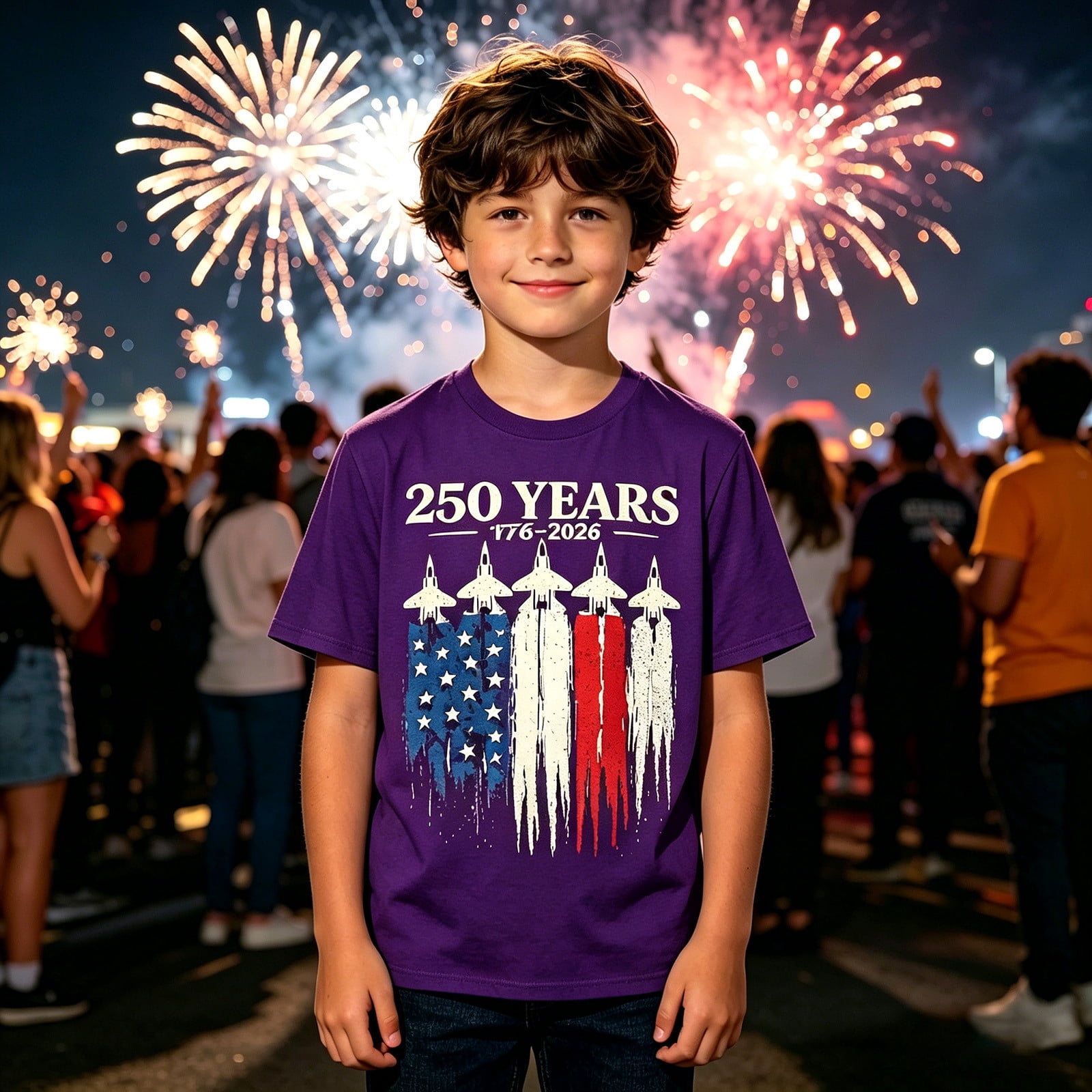 America 250 Shirt Boys Short Sleeve Crewneck Patriotic Graphic Tee ...