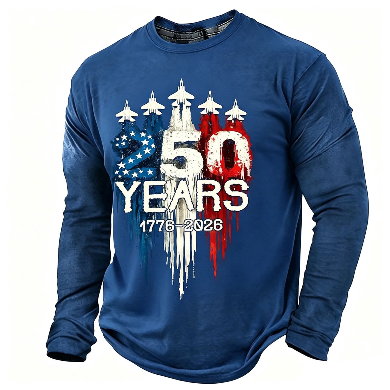 America 250 Shirt Casual Sporty Color Long Sleeve T Shirt Comfortable ...