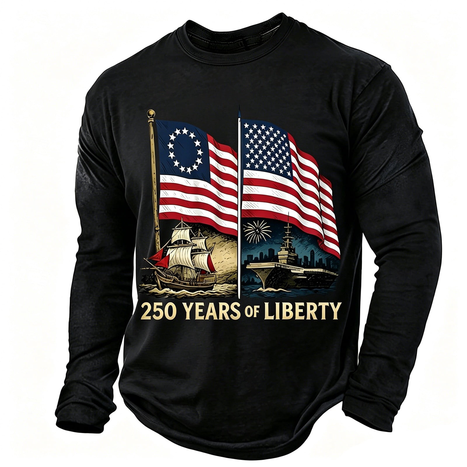 America 250 Shirt Casual Sporty Color Long Sleeve T Shirt Comfortable ...