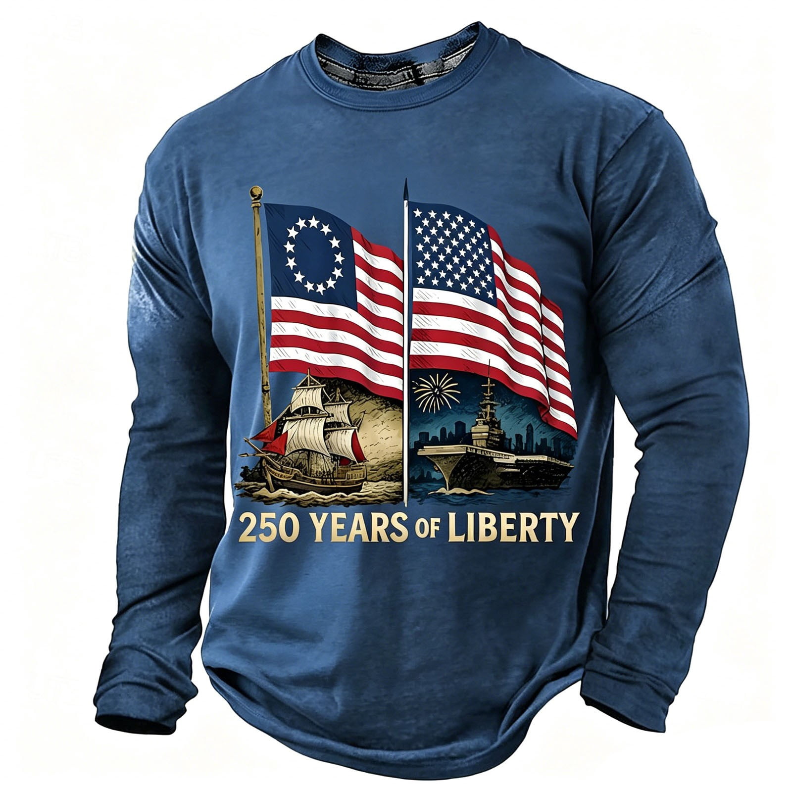 America 250 Shirt Casual Sporty Color Long Sleeve T Shirt Comfortable ...