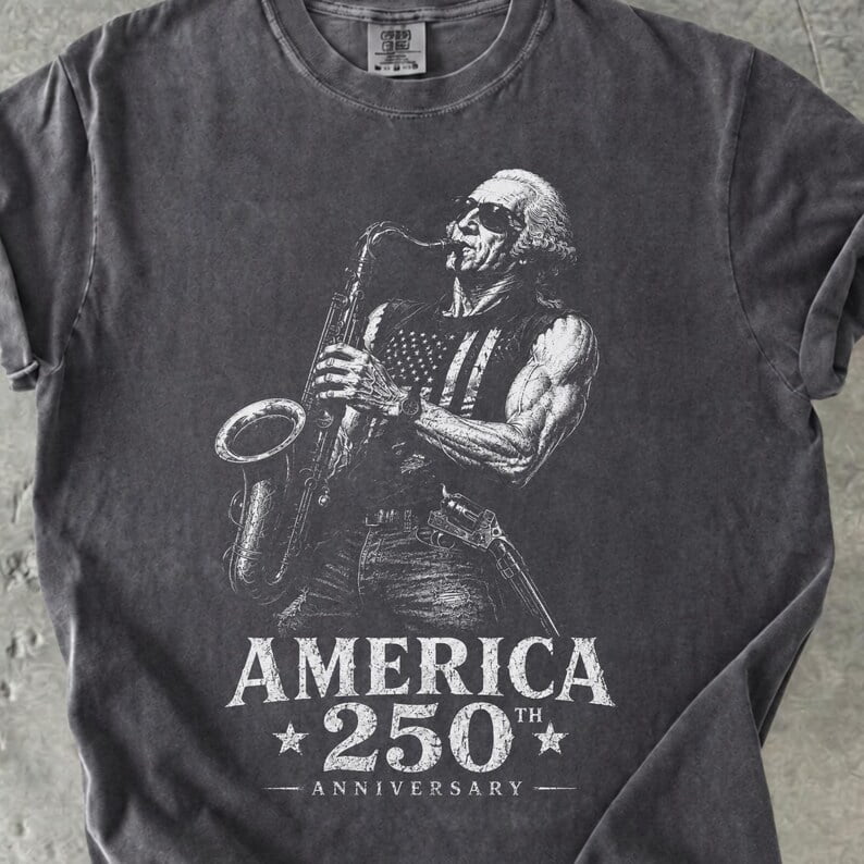 America 250 Shirt, George Washington Saxophone Tee, Funny Merica ...
