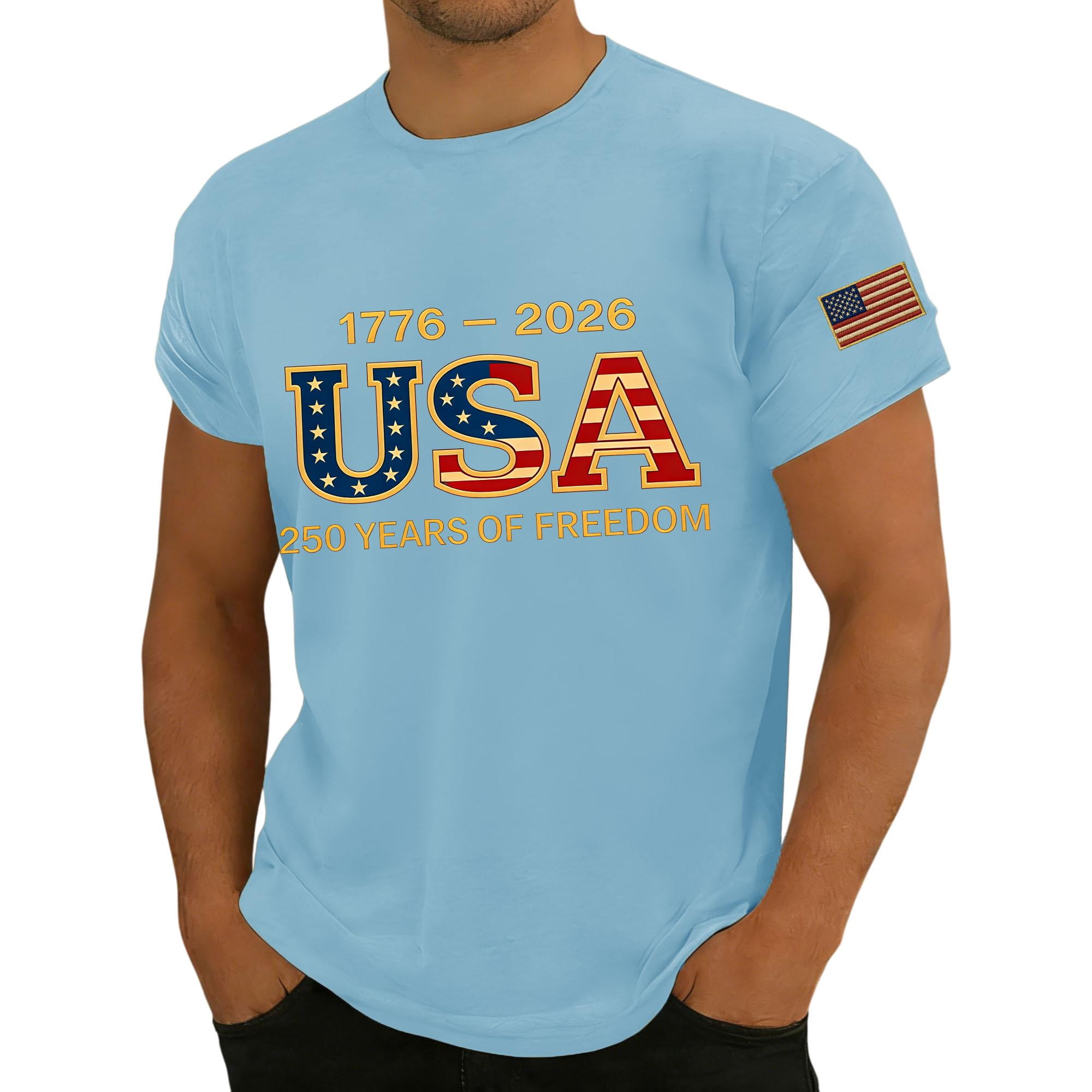 America 250 Shirt, Men's 250th Anniversary National Flag Print Casual ...