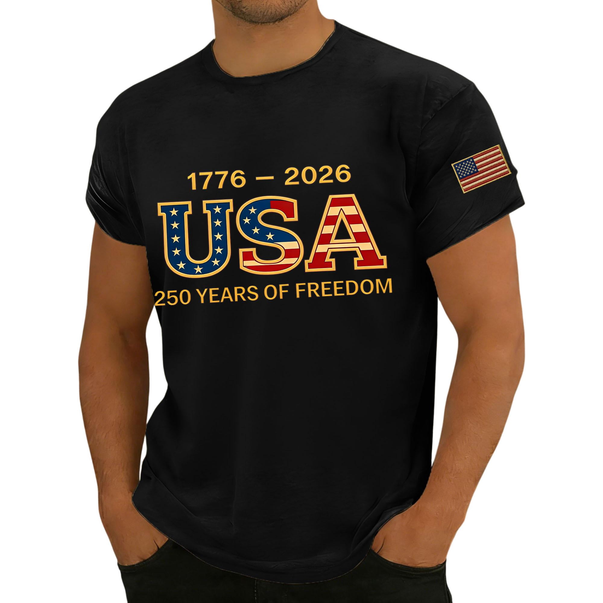 America 250 Shirt, Men's 250th Anniversary National Flag Print Casual ...